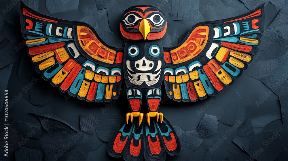 Paper cut Native American totem pole with detailed, symbolic animal ...