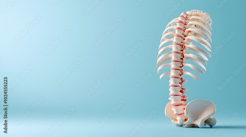 Minimalist Digital Anatomy Model of Human Spine against Solid Blue ...