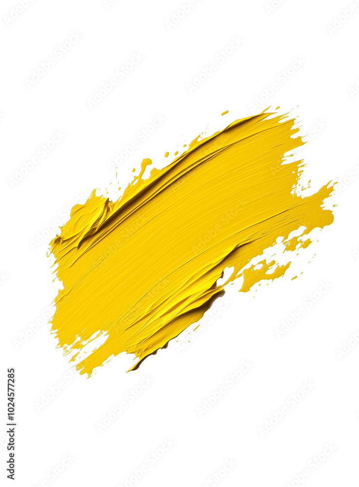 bright yellow paint swatch isolated on transparent background, high ...