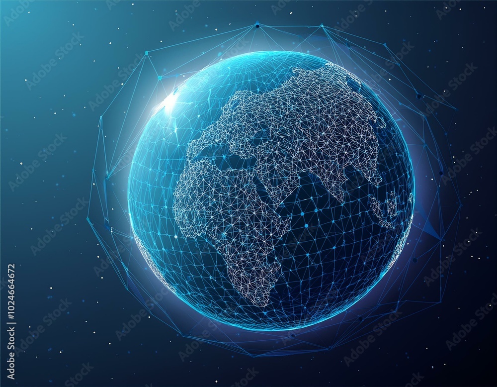 Earth globe low poly art illustration. 3d polygonal planet. Outer space ...