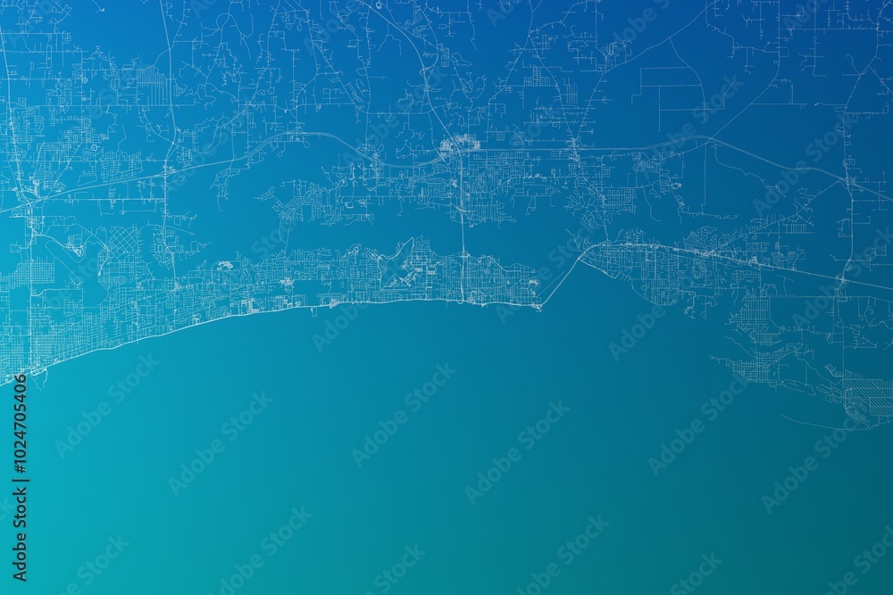 Map of the streets of Biloxi (Mississippi, USA) made with white lines ...