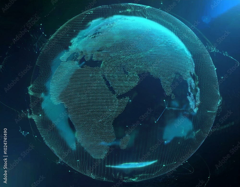 tech earth globalization in 3d animation global business dots on ...