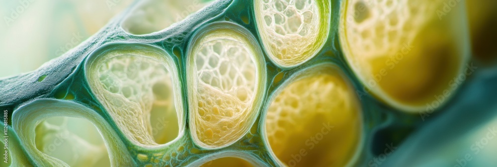 Plant Stem Anatomy, Detailed view of cross-section revealing xylem and ...