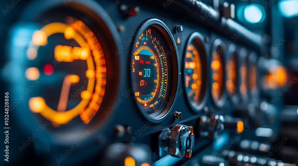 Control Panel View: An image focused on a digital control panel for a ...