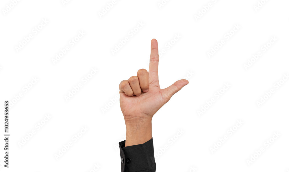 Deaf alphabet letter L by hand. Letter 'L' in sign language, isolated ...