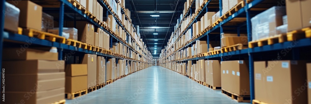 drop shipping and ecommerce concept with large distribution warehouse ...
