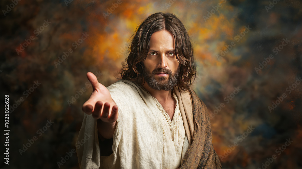 This dramatic image portrays a resurrected jesus christ in a moment of ...