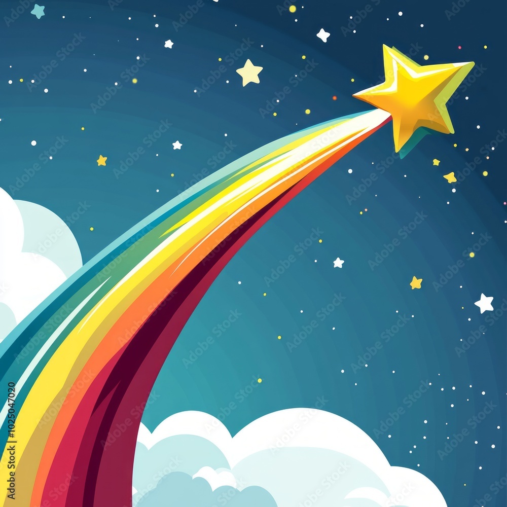 Colorful Shooting Star Cartoon Vector Illustration 169 Aspect Ratio ...