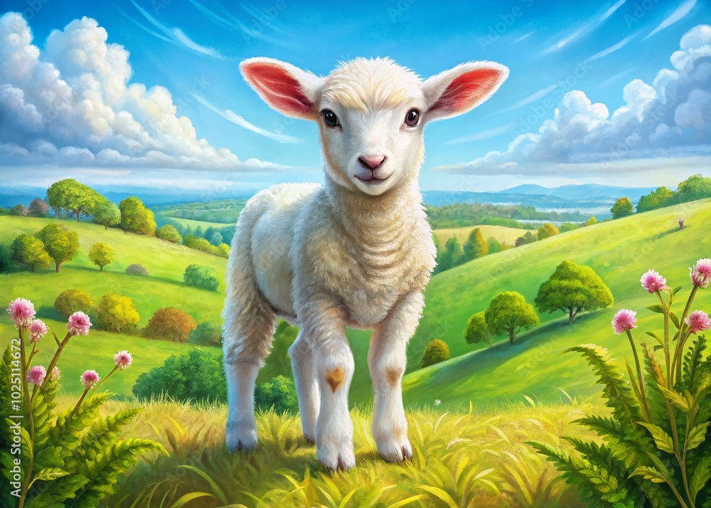 Cute Lamb Illustration for Farm Animal Art, Perfect for Children's ...