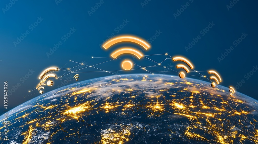 Earth with 5G Network Towers: A 3D globe covered in miniature 5G ...