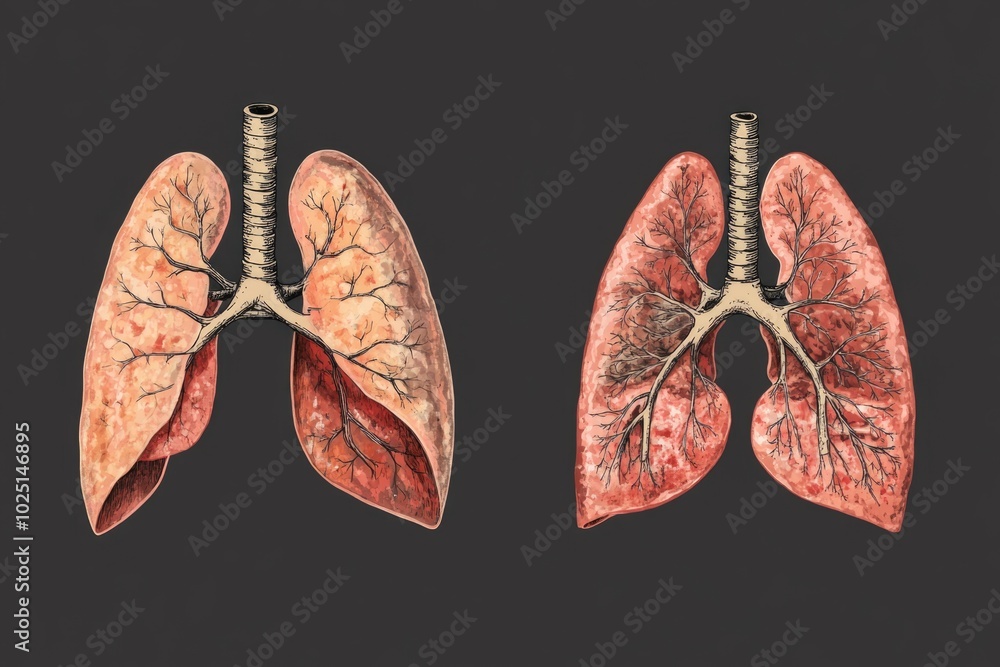 Anatomical representation of human lungs with detailed structures and ...