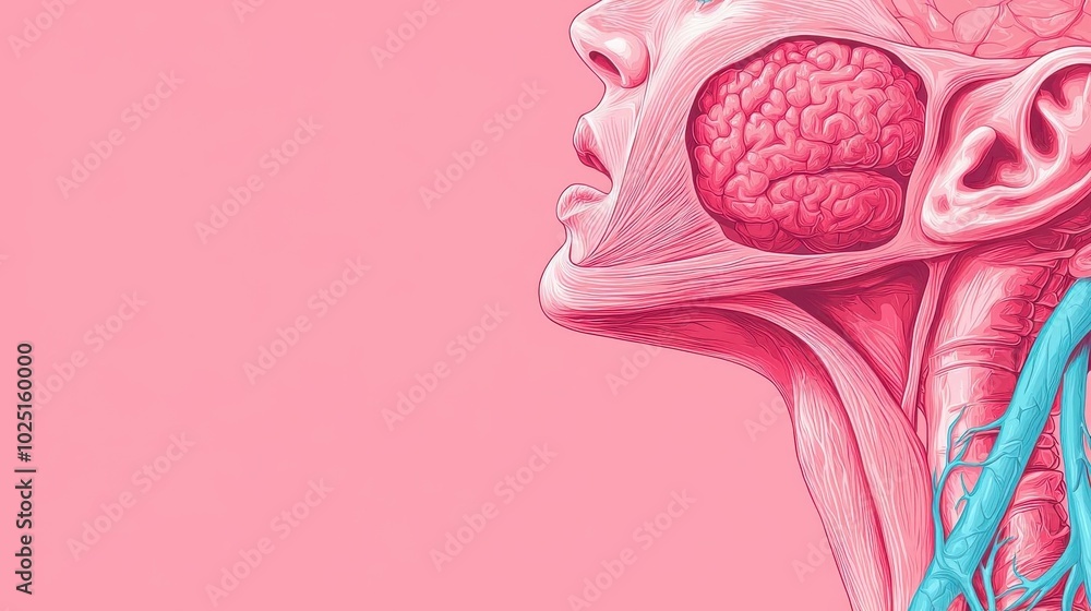 Medical illustration of swollen lymph nodes with lymphoma, pastel color ...