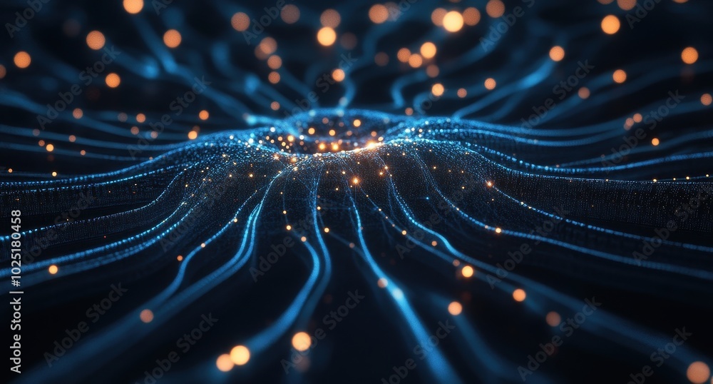 Abstract neural network background with glowing connections and blue ...