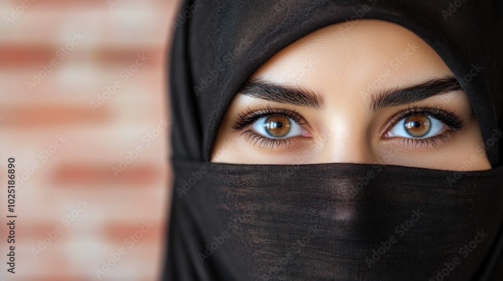 Muslim woman wearing a hijab, representing faith, modesty, and ...