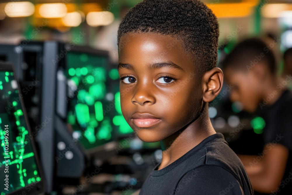 Group Of African American Students Collaborating On A Robotics Project ...