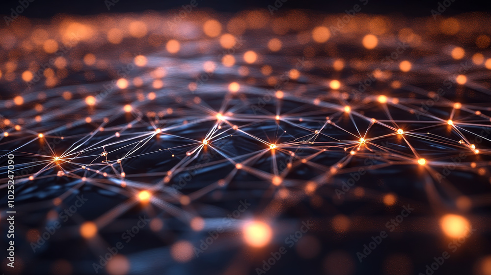 Depict a flowing, intricate web of neural networks, with nodes ...