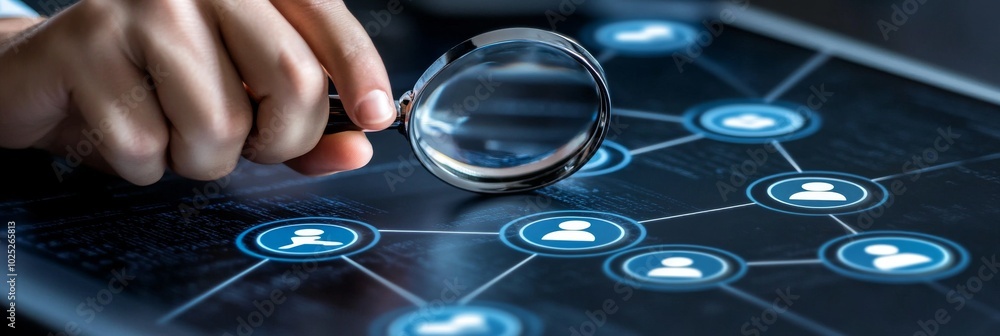 Hand Holding a Magnifying Glass Over Social Media Icons with User ...