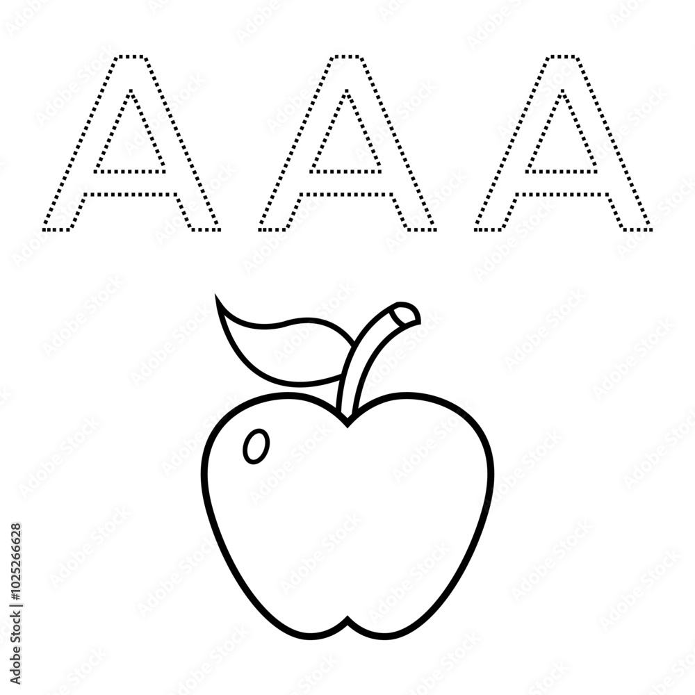 Apple outline drawing for kids coloring book coloring page with ...