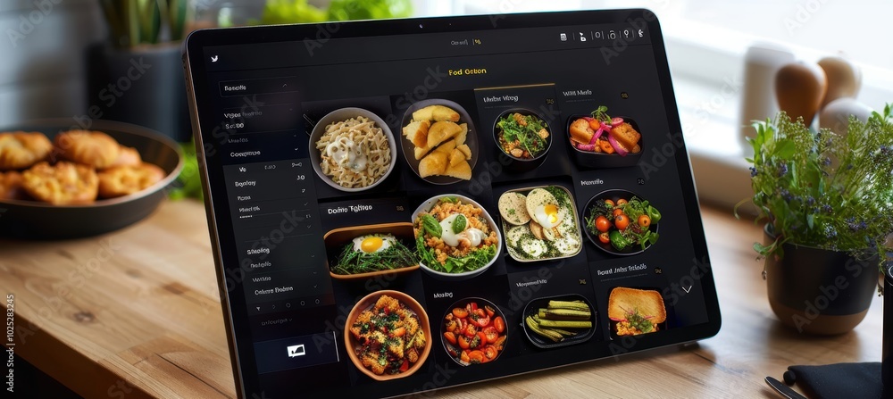Modern Food Delivery App Interface on Tablet for Easy Meal Selection ...