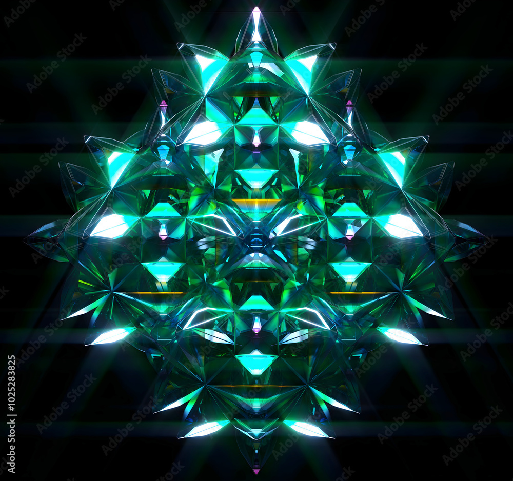 3d render abstract art with surreal alien fractal diamond crystal ...