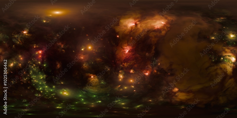 Seamless HDRi 360° Space Panorama of Hot Orange Nebula and Stars - 12K ...