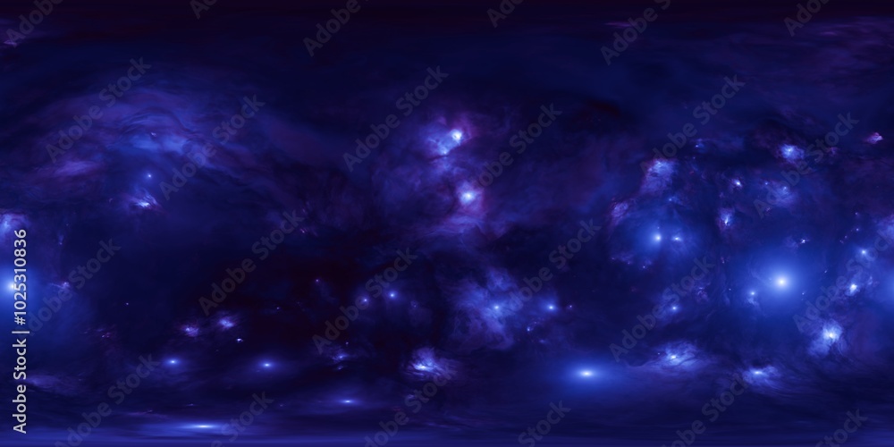 Ilustración de Stock 12K HDRi Seamless Skybox of Space Blue Nebula and ...