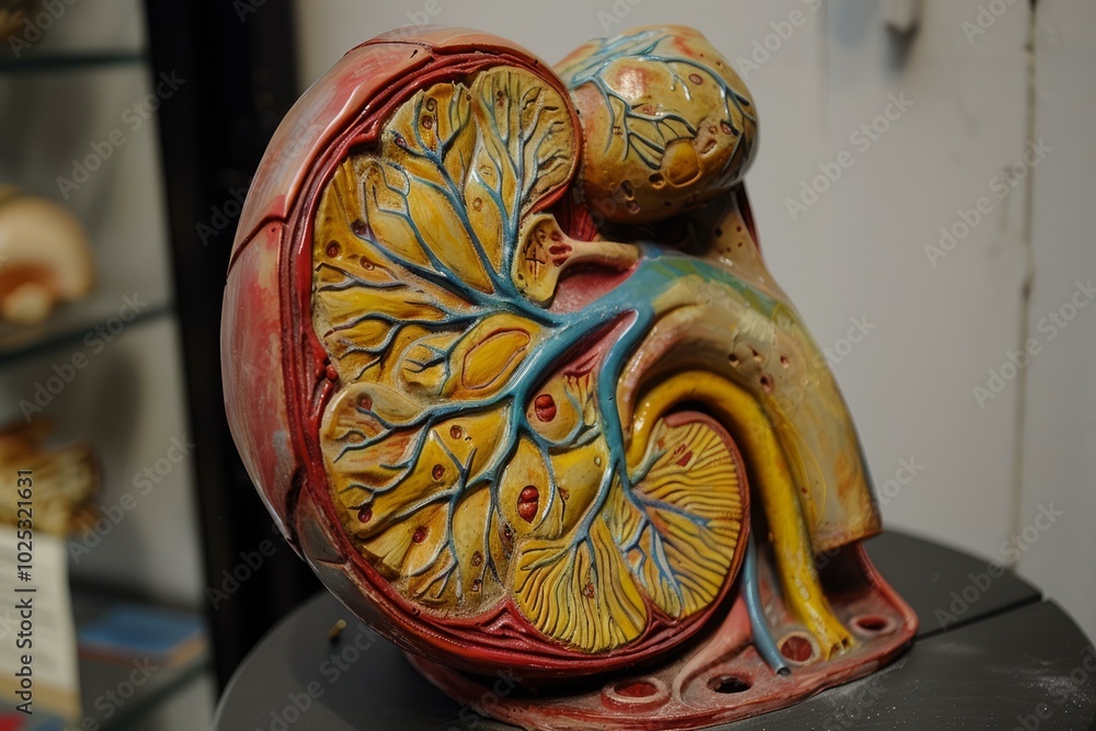 Stock-Foto „Vintage anatomical model of human kidney showing inner ...