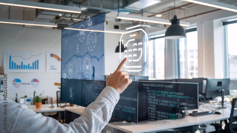 Concept of digital transformation. systemic design. binary ...