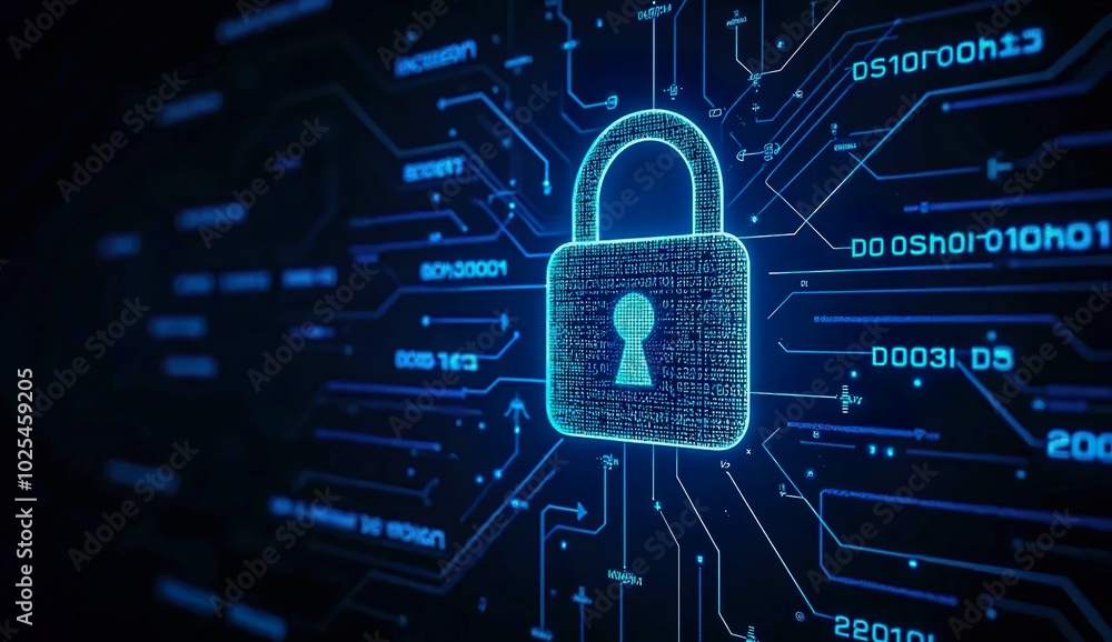 A Futuristic Digital Backdrop With A Glowing Shield And Binary Code Representing Cybersecurity