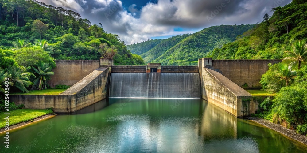 Minimalist dam on Abandon Bano Grande swimming area in El Yunque ...