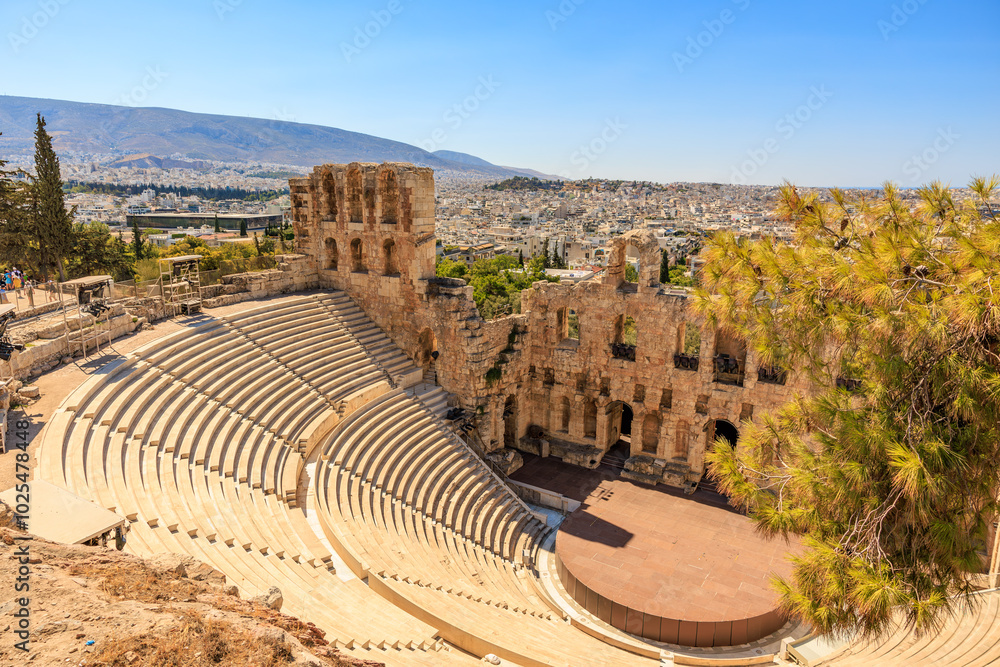 A large amphitheater with a stage, the Acropolis of Athens Stock Photo ...