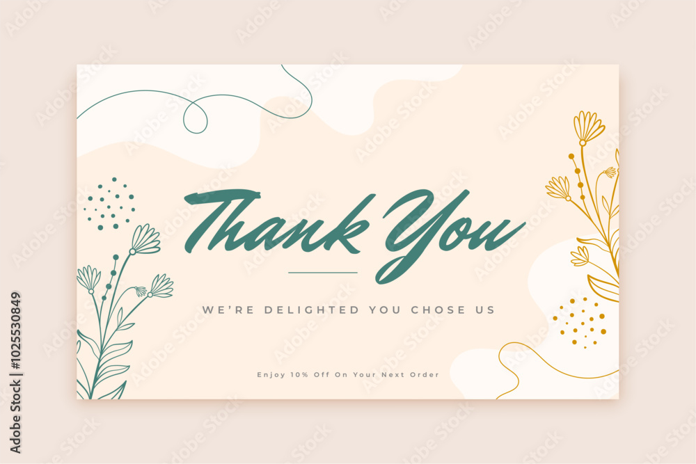 personalized thank you message card with botanical floral decor Stock ...