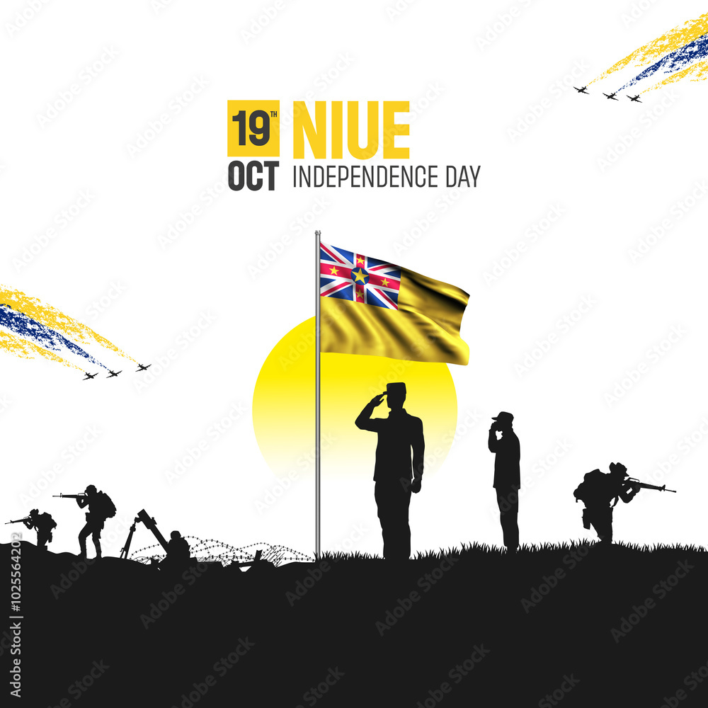 Happy Independence Day! NIUE with the NIUE flag and the NIUE Army and ...
