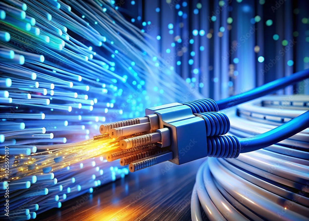 High-Speed Internet Connection with Fiber Optic Cables and Digital ...