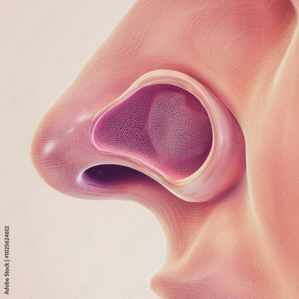 Human nose cross-section otolaryngology chart style, with copy space ...