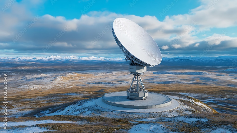 Radar Tower Near a Distant Glacier: A radar installation in an arctic ...