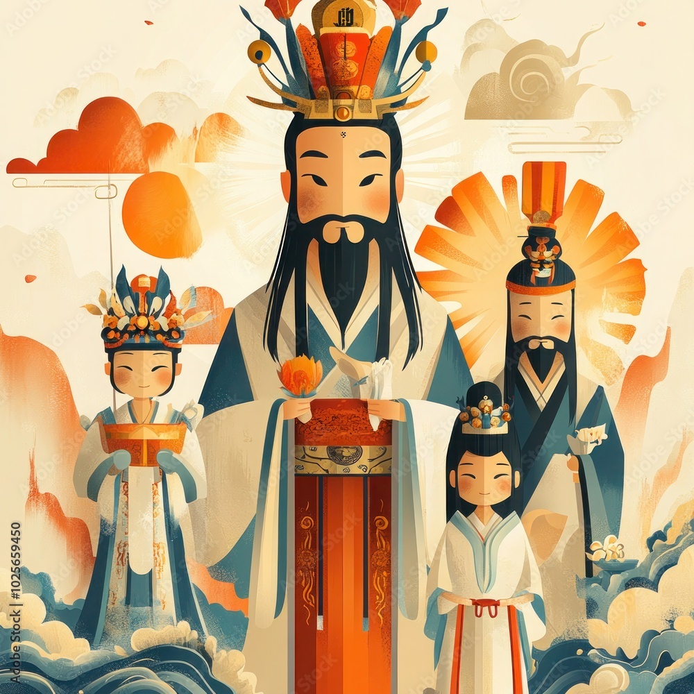 Ancestral Veneration: A Vector Illustration of Traditional Worship ...
