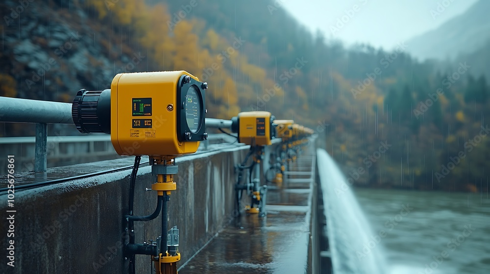 Flood Warning Sensors on a Dam: An image showing radar devices and ...