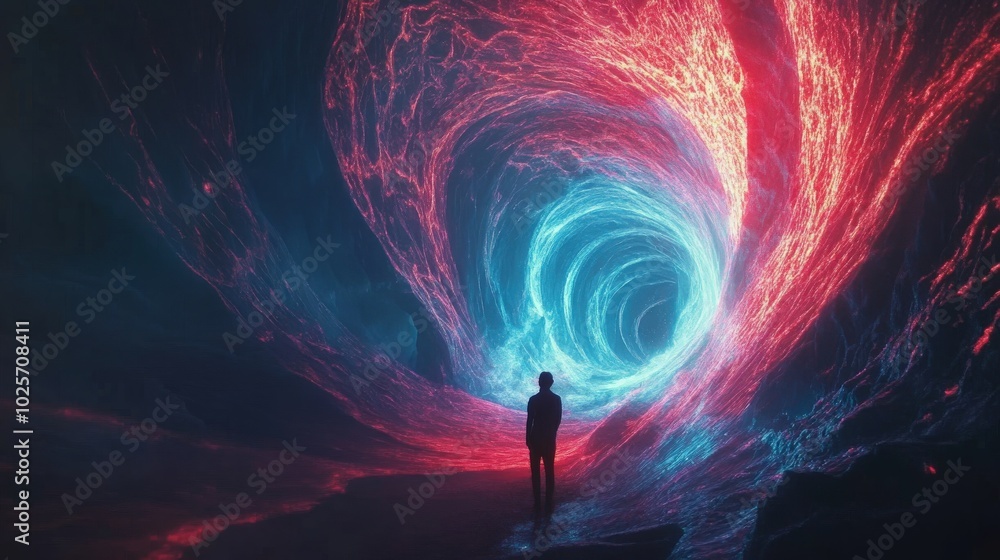 An artist creating glowing, abstract visual art that syncs with sound ...