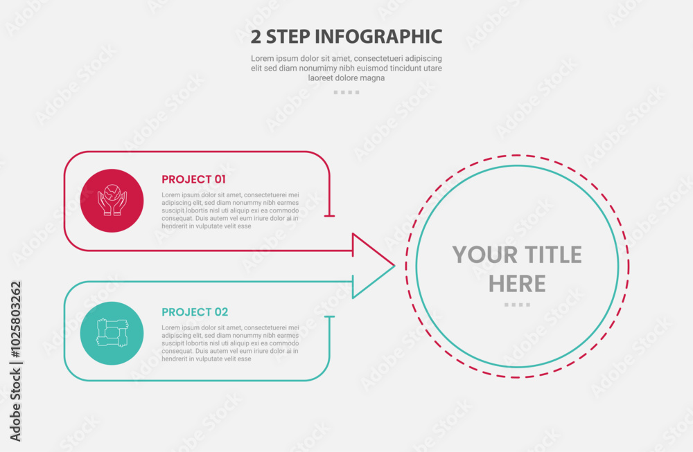 2 points template infographic outline style with 2 point stage or step ...