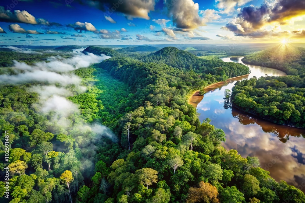 Amazon Rainforest Deforestation Map with Double Exposure Effects for ...