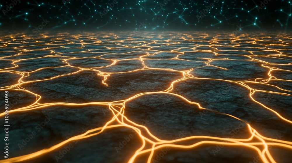 AI Neural Network Landscape: A 3D grid-like landscape with ...