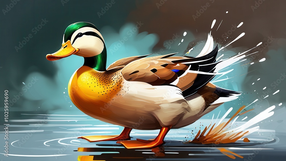Angry duck graphic illustration showcasing a fierce cartoon duck with ...