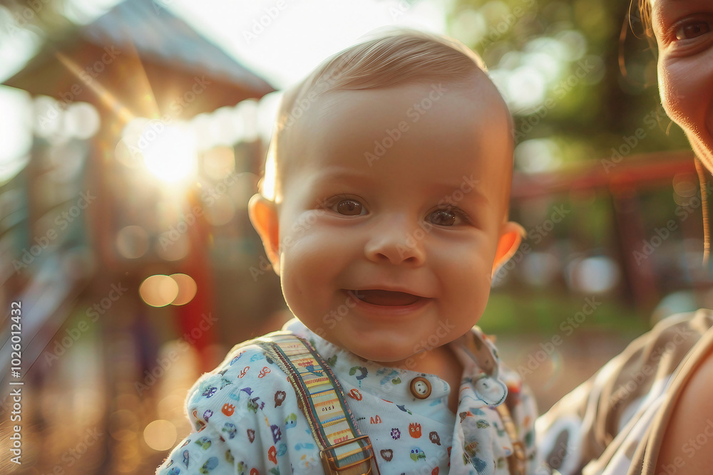 Excited happy children playing outdoors alone with friends mom dad ...
