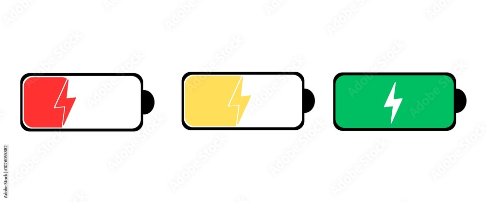 Battery Charging Cycle: From Low to Full Charge, Minimalist Vector ...