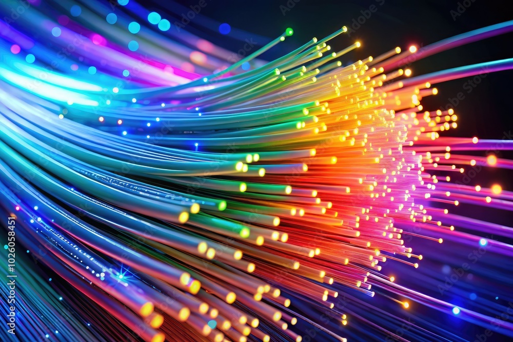 Fiber optic cables deliver high-speed internet, allowing digital data ...