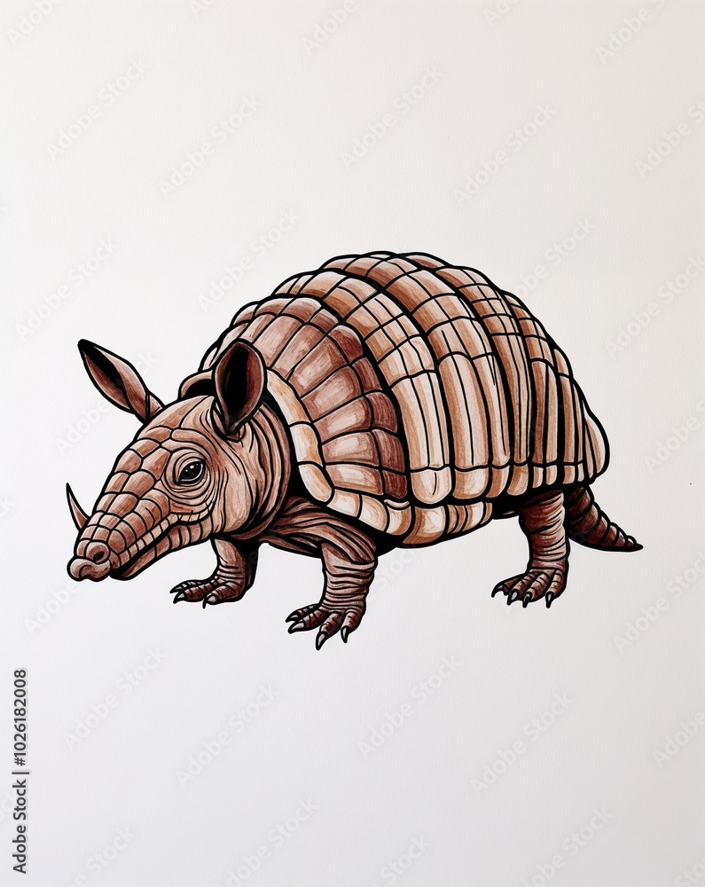 hand drawing Armadillo clipart on plain white background Stock ...