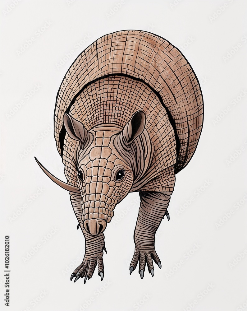 hand drawing Armadillo clipart on plain white background Stock ...