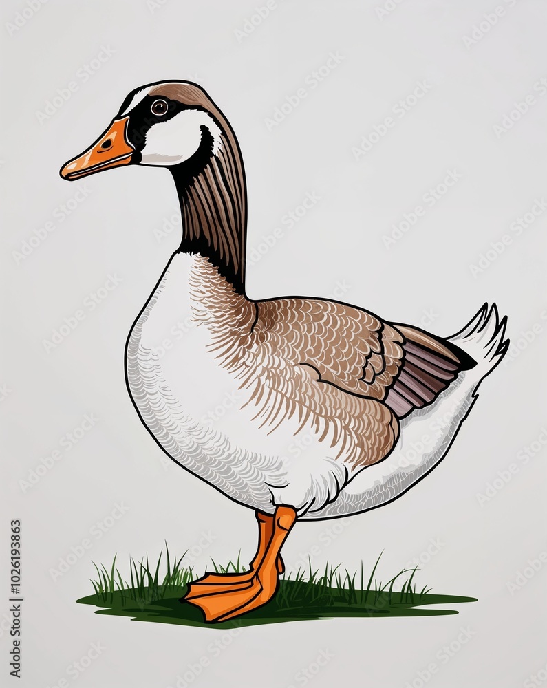 hand drawing Goose clipart on plain white background Stock Illustration ...