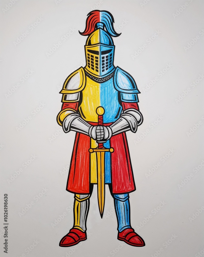 hand drawing knight clipart on plain white background Stock ...